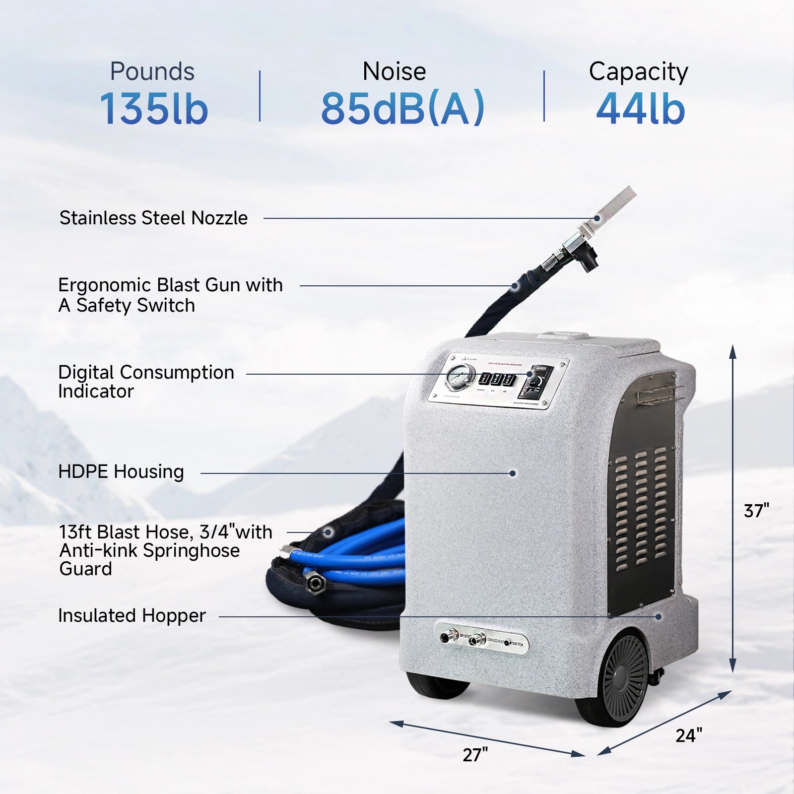 AI30 Dry Ice Blasting Machine With 5 Nozzles 33lbs Hopper AIOLITH ai30-dry-ice-blasting-machine-with-5-nozzles-33lbs-hopper-aiolith